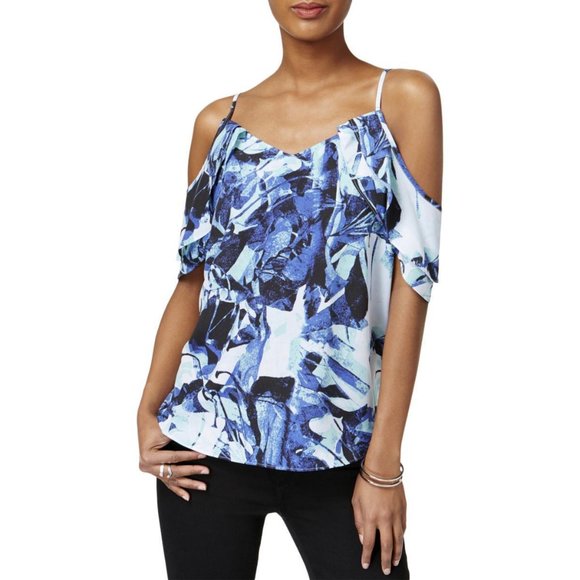 Bar III | Tops | Nwt Bar Iii Draped Offtheshoulder Tank T Cobalt Glaze ...